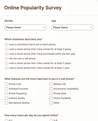 Online Popularity Survey Form Template | Jotform