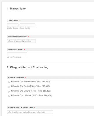Online Profits - Oda Tovuti BURE Form Template | Jotform