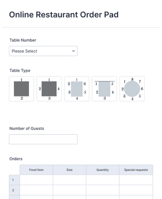 Online Restaurant Order Pad Form Template | Jotform
