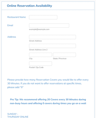 Online Restaurant Reservation Form Template | Jotform