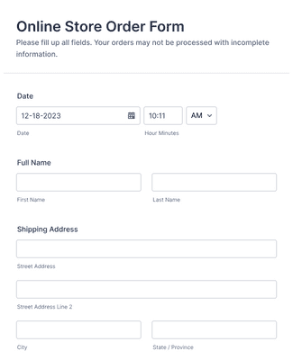 Online Store Order Form Template | Jotform