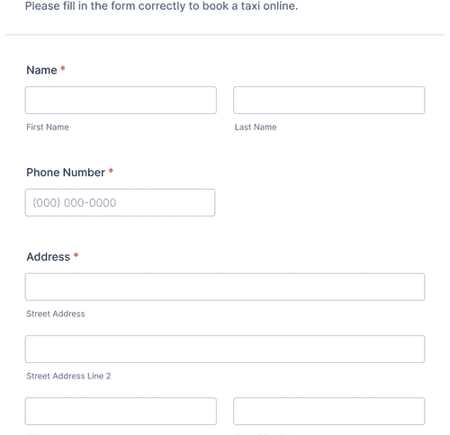 Online Taxi Booking Form Template | Jotform