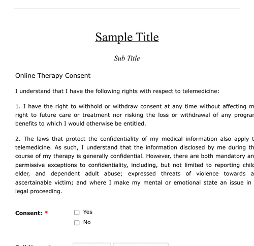 Online Therapy Consent Form Template | Jotform