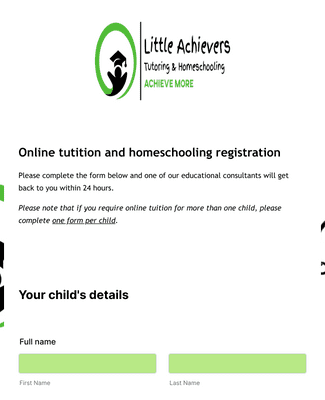 Online Tuition and Homeschooling Registration Form Template | Jotform