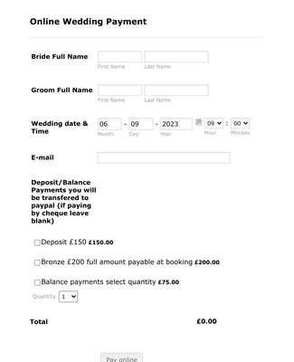 Online Wedding Payment Form Template | Jotform