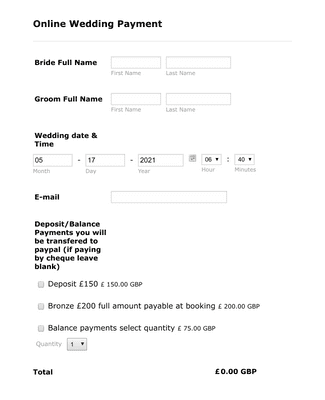Online Wedding Payment Form Template | Jotform