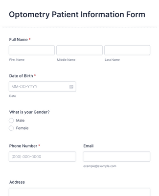 Optometry Patient Information Form Template | Jotform