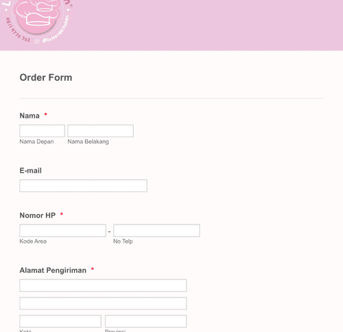 Order Form Lumore Kitchen Template Formulir | Jotform