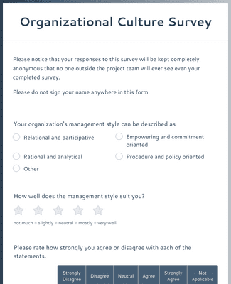 Organizational Culture Survey Form Template | Jotform