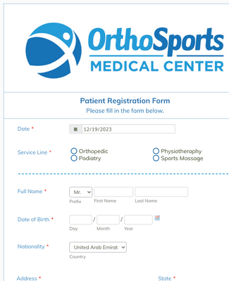 Orthosports Medical Center - Patient Registration Form Template | Jotform
