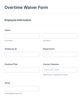 Overtime Waiver Form Template | Jotform