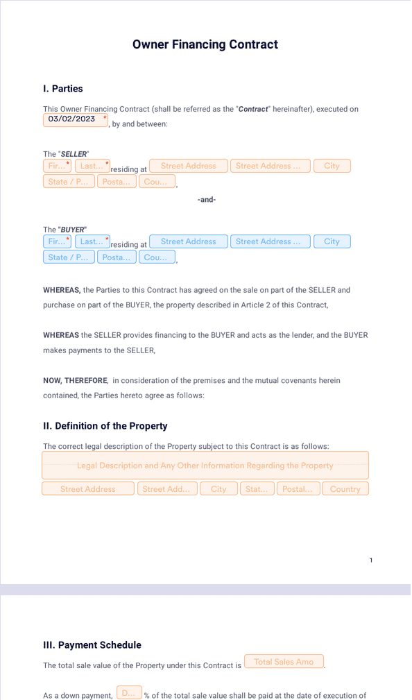 Owner Financing Contract Template Sign Templates Jotform