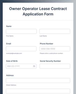 Owner Operator Lease Contract Application Form Template | Jotform