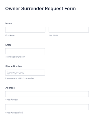 Owner Surrender Request Form Template | Jotform