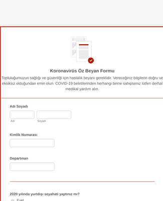 Öz Beyan Form Şablonu | Jotform