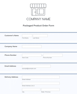 Packaged Product Order Form Template | Jotform