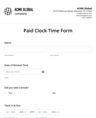 Paid Clock Time Form Template | Jotform