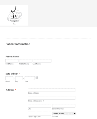 Pain Management Institute Patient Form Template | Jotform