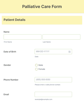 Palliative Care Form Template | Jotform