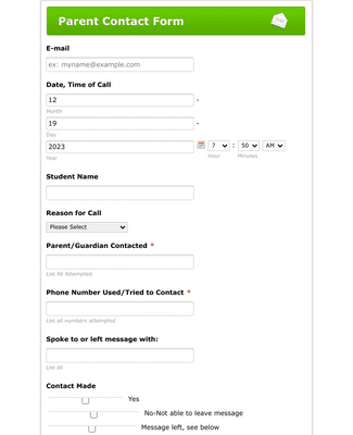 Parent Contact Form Template | Jotform