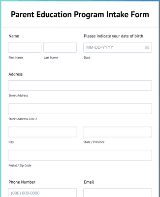 Parent Education Program Intake Form Template | Jotform