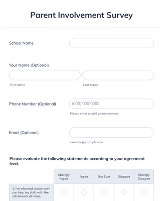 Parent Involvement Survey Form Template | Jotform