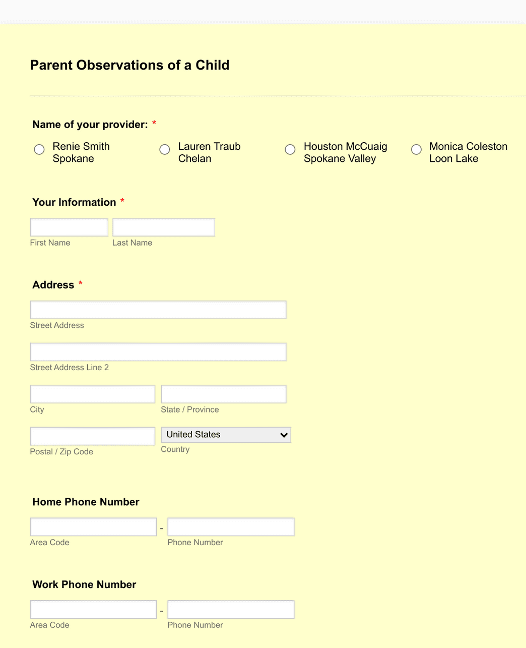 Parent Observation Form Template | Jotform