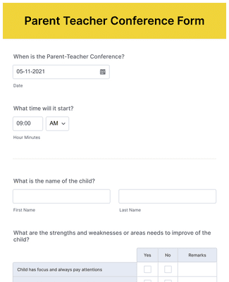 Parent Teacher Conference Form Template | JotForm