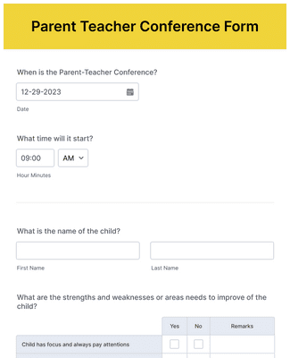 Parent Teacher Conference Form Template | Jotform