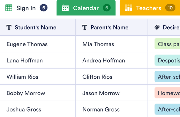 Field Trip Sign Up Sheet Template | JotForm Tables