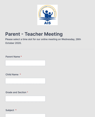 Parent teacher meeting Form Template | Jotform