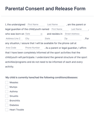 Parental Consent and Release Form Template | Jotform