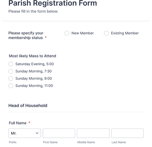 Parish Registration Form Template | Jotform