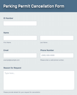 Parking Permit Cancellation Form Template | Jotform