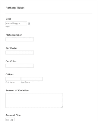 Parking Ticket Form Template | Jotform