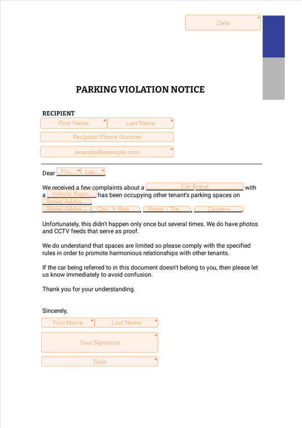 Parking Violation Notice Template Sign Templates Jotform