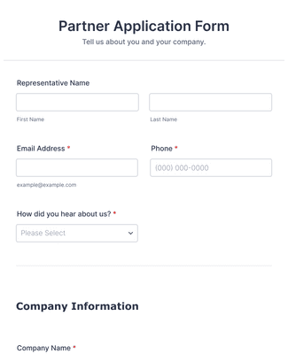 Partner Application Form Template | Jotform