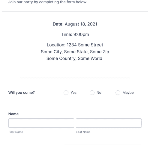 Party Invitation Form Template | Jotform