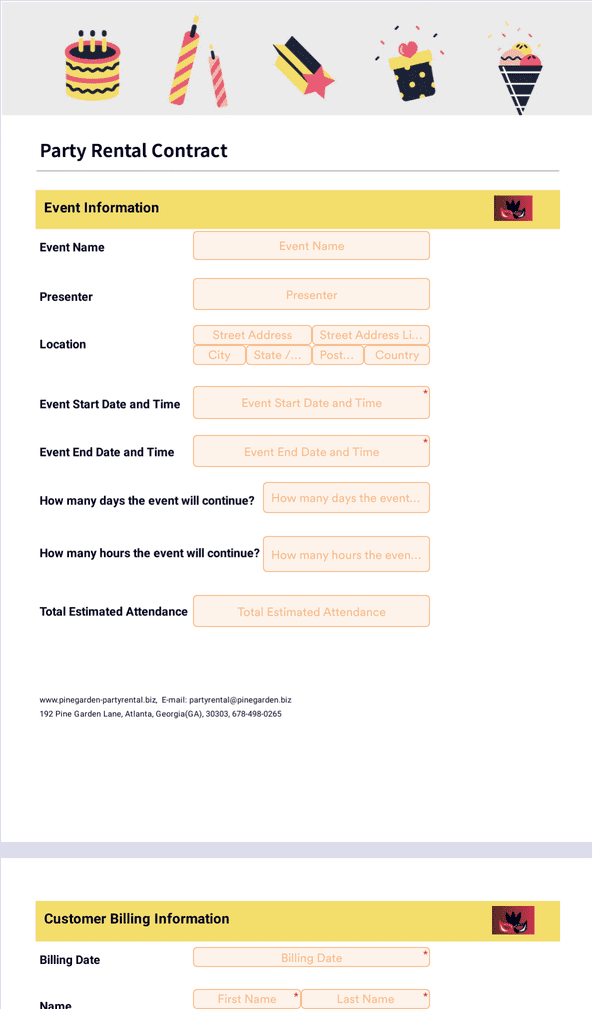 Party Rental Contract Template Sign Templates Jotform