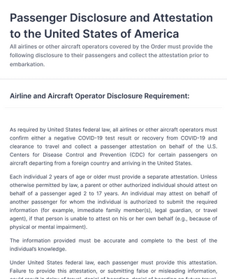Passenger Disclosure and Attestation to the United States of America ...