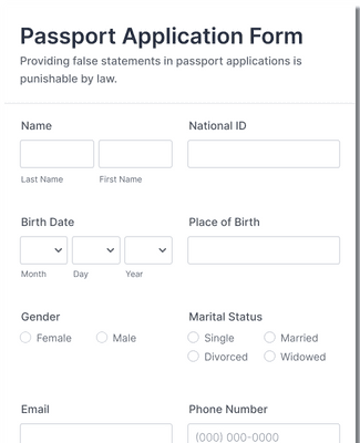 Passport Application Form Template | Jotform