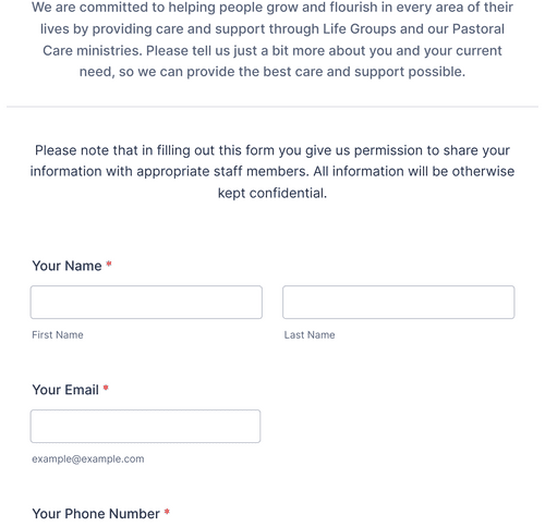 Pastoral Care and Support Form Form Template | Jotform