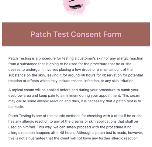 Patch Test Consent Form Template | Jotform