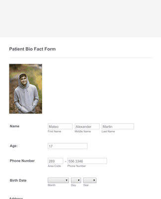 Patient Bio Fact Form Template | Jotform