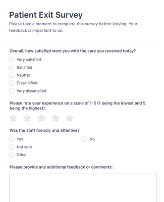 Patient Exit Survey Form Template | Jotform