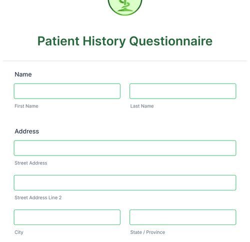 Patient History Questionnaire Form Template | Jotform