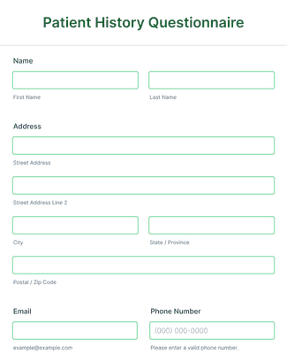 Patient History Questionnaire Form Template | Jotform