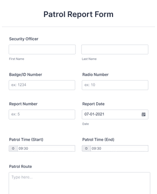 Patrol Report Form Template | JotForm