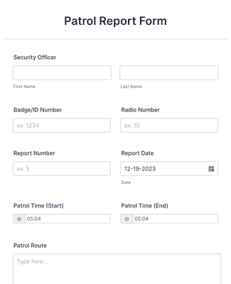 Patrol Report Form Template | Jotform
