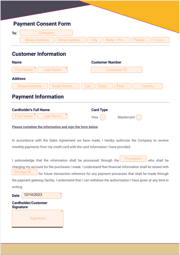 Payment Consent Form - Sign Templates | Jotform